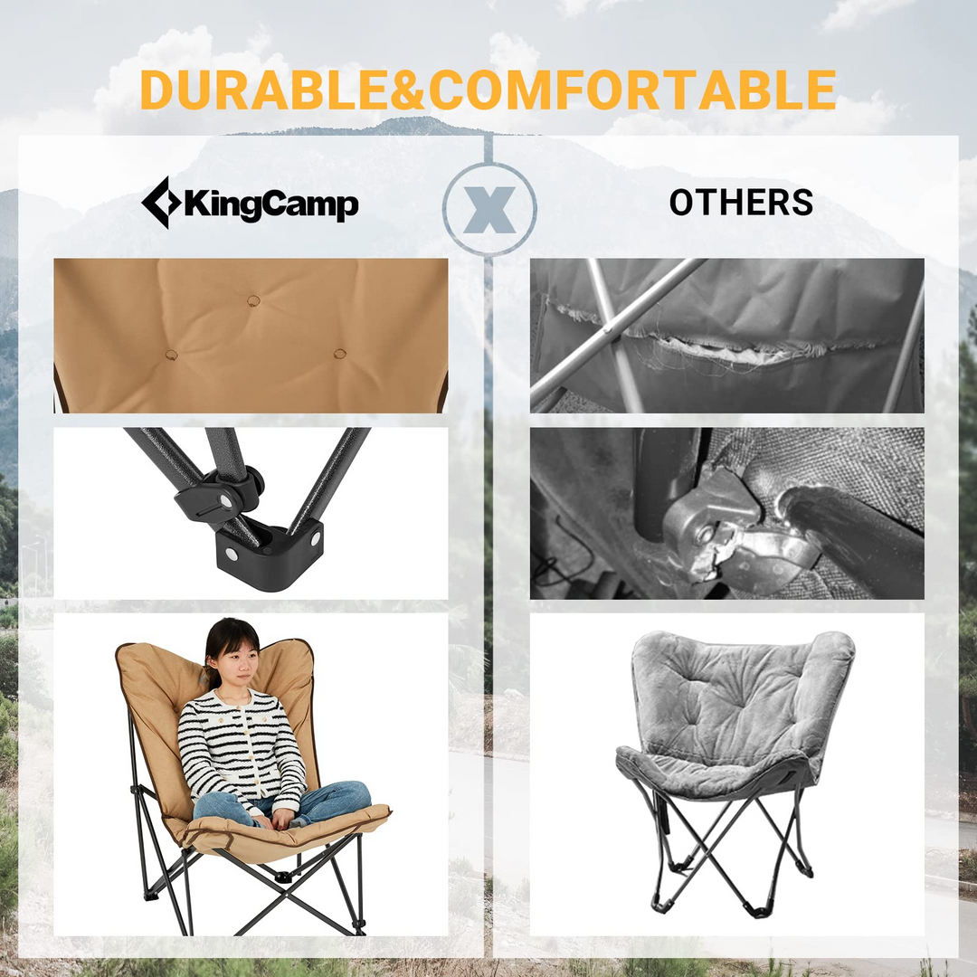 KingCamp Comfortable Folding Camping Padded Butterfly Chair