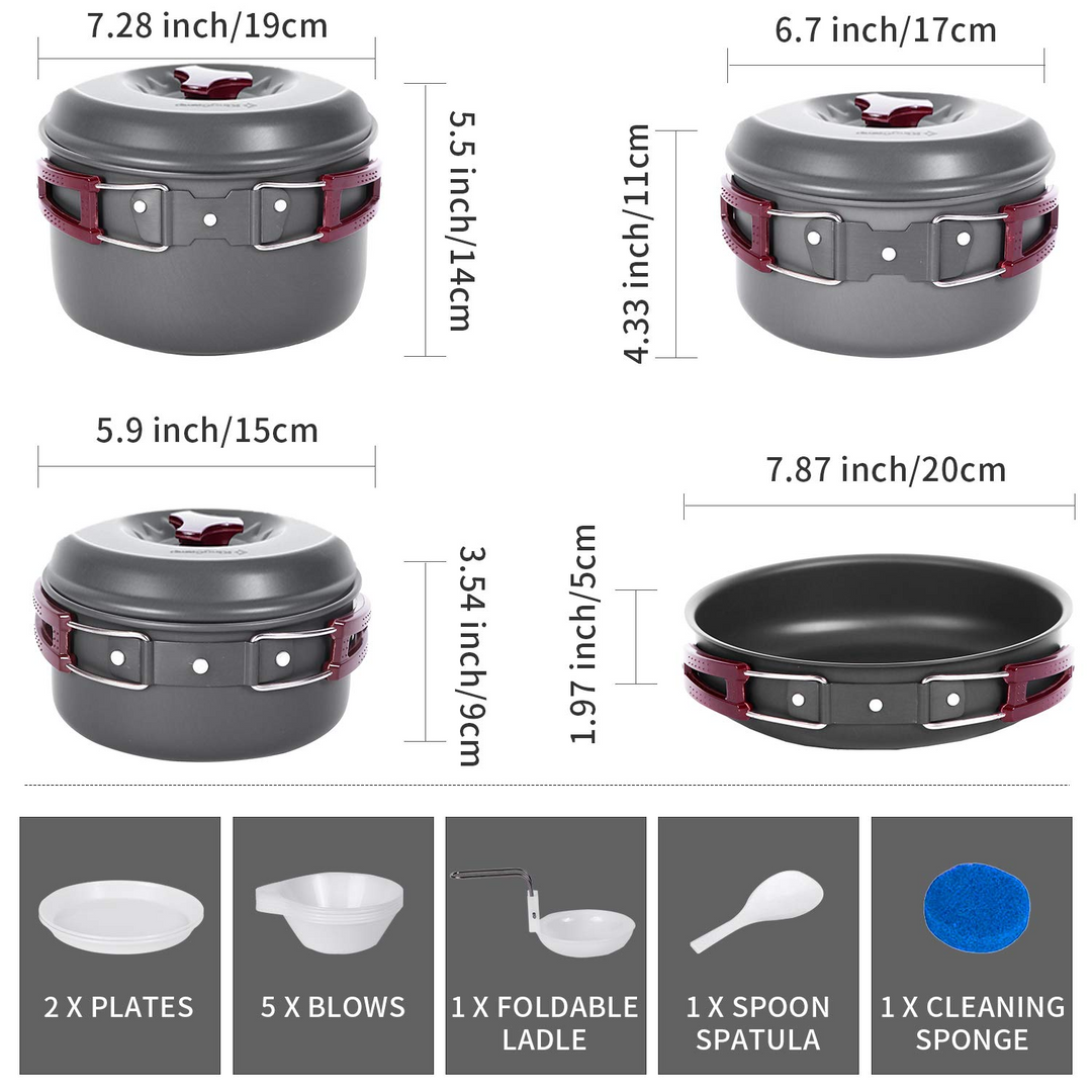 Shop KingCamp 18Pcs Camping Cookware Camp Cooking Set Online